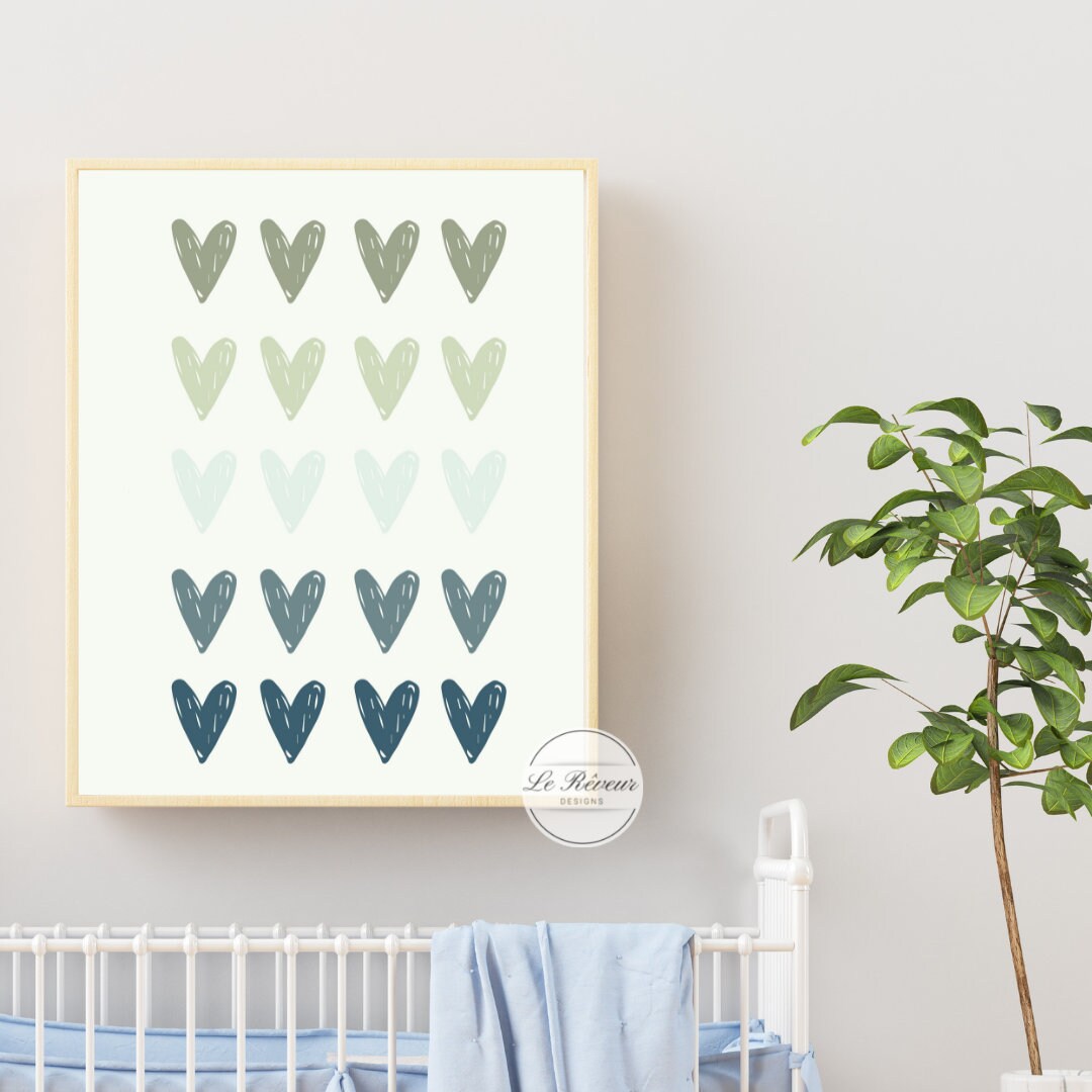 Nursery Wall Art Hearts Digital Download Printable Wall Art - Etsy