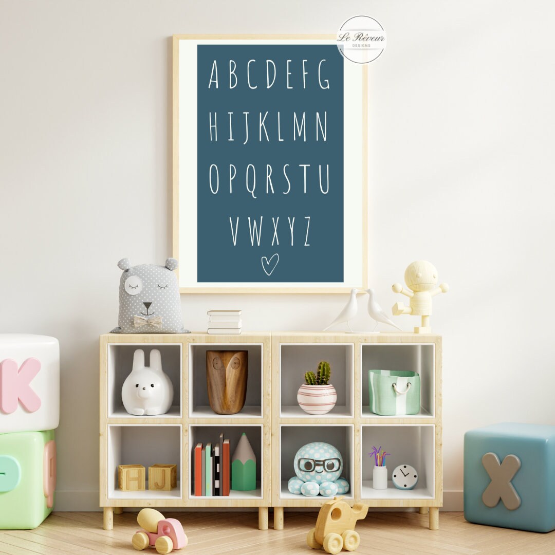 Alphabet | Nursery Wall Art | Printable Wall Art | Navy Blue - Etsy