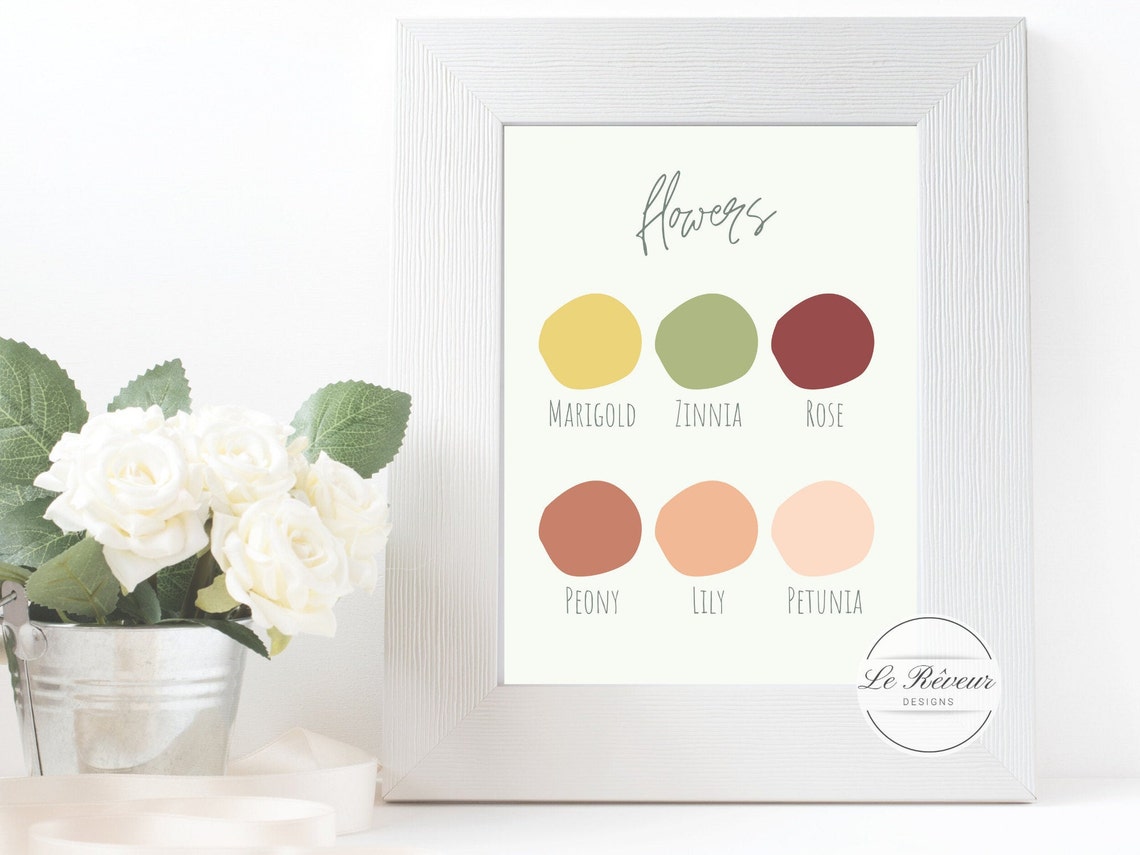 Color Palette Flowers Downloadable Digital Wall Art - Etsy