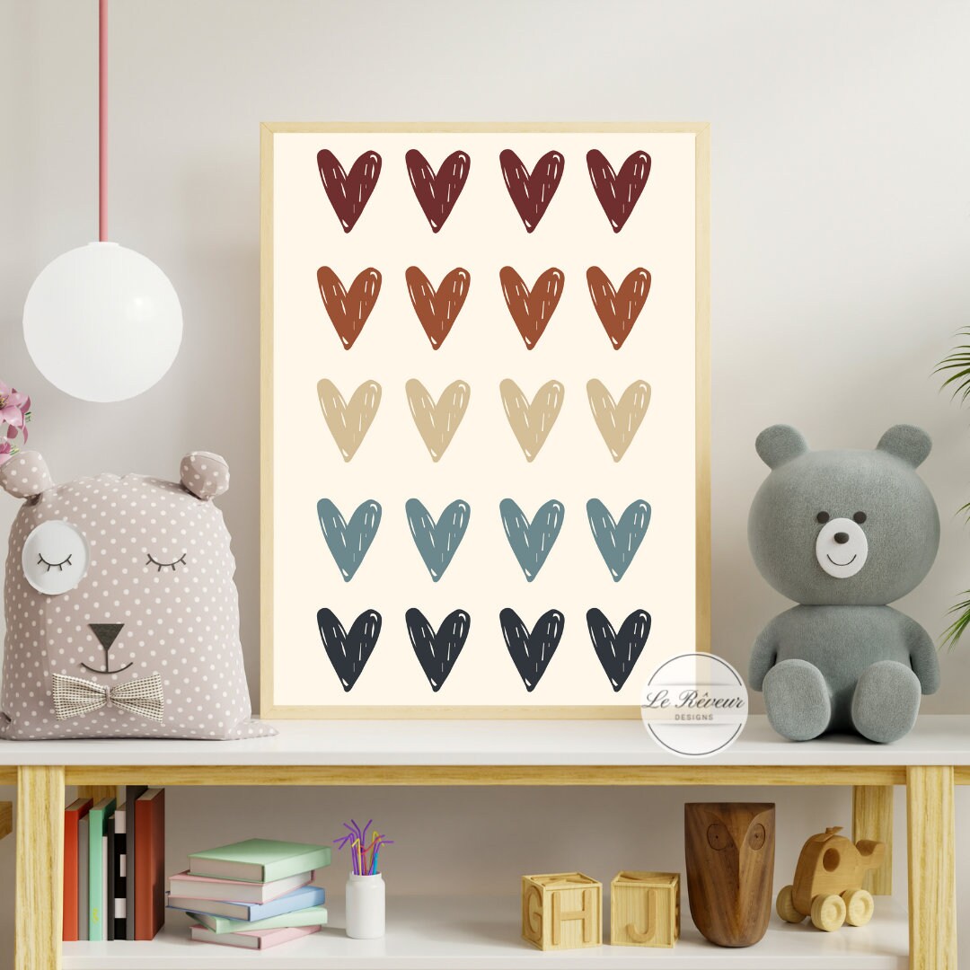 Nursery Wall Art Hearts Digital Download Printable Wall Art - Etsy