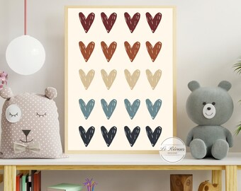 Nursery Wall Art Hearts Digital Download Printable Wall | Etsy