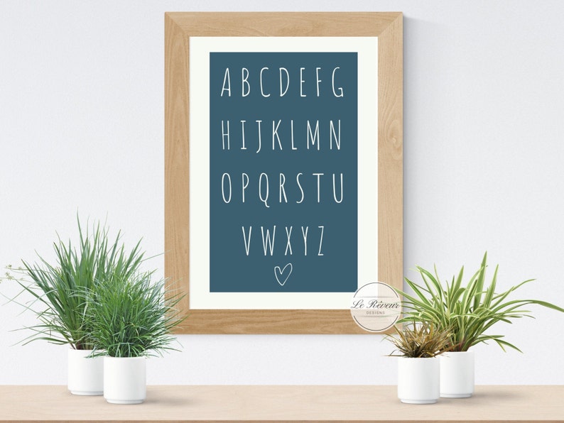 Alphabet | Nursery Wall Art | Printable Wall Art | Navy Blue - Etsy