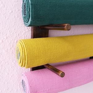 Handcrafted Mango Wood Yoga Mat Wall Rack: 3-tier Storage - Etsy