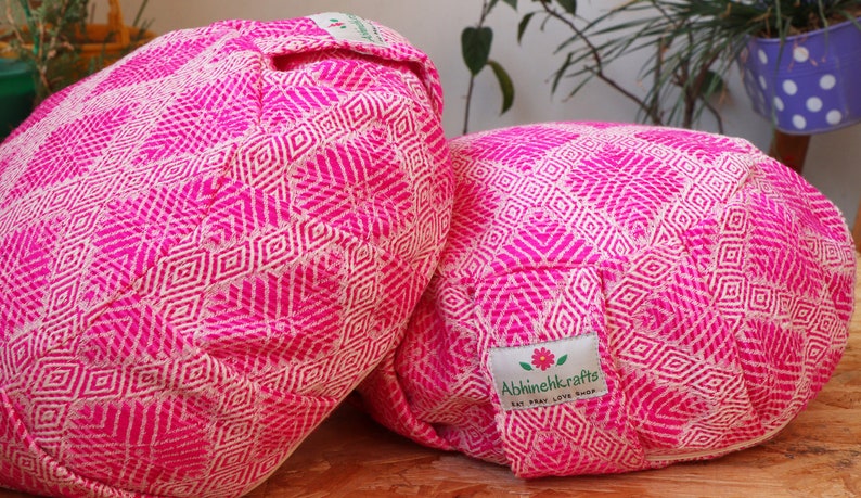 Handwoven Fuchsia Zafu Meditation Cushion: Organic Cotton, Portable - Etsy