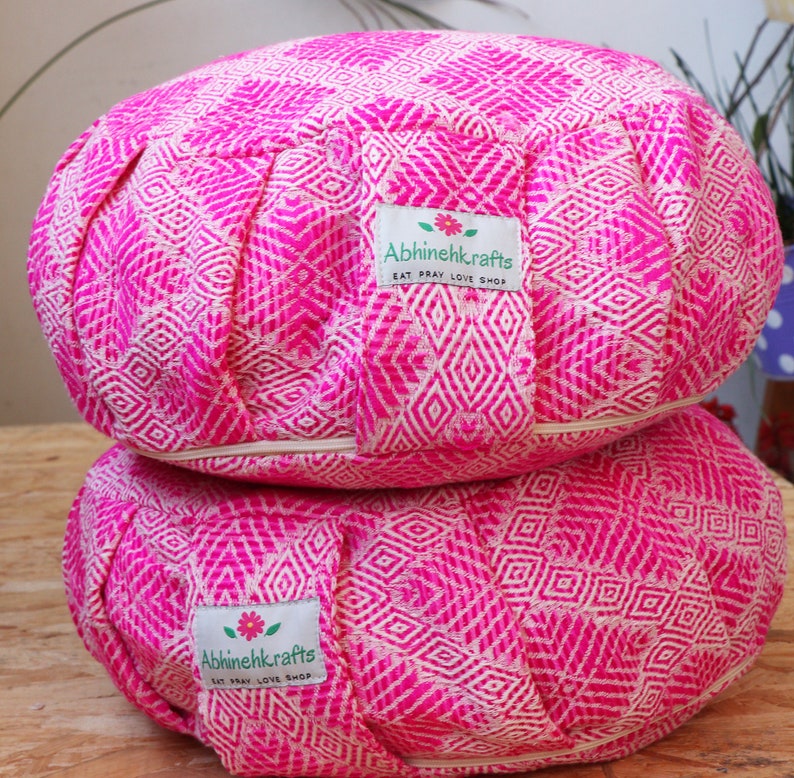 Handwoven Fuchsia Zafu Meditation Cushion: Organic Cotton, Portable - Etsy