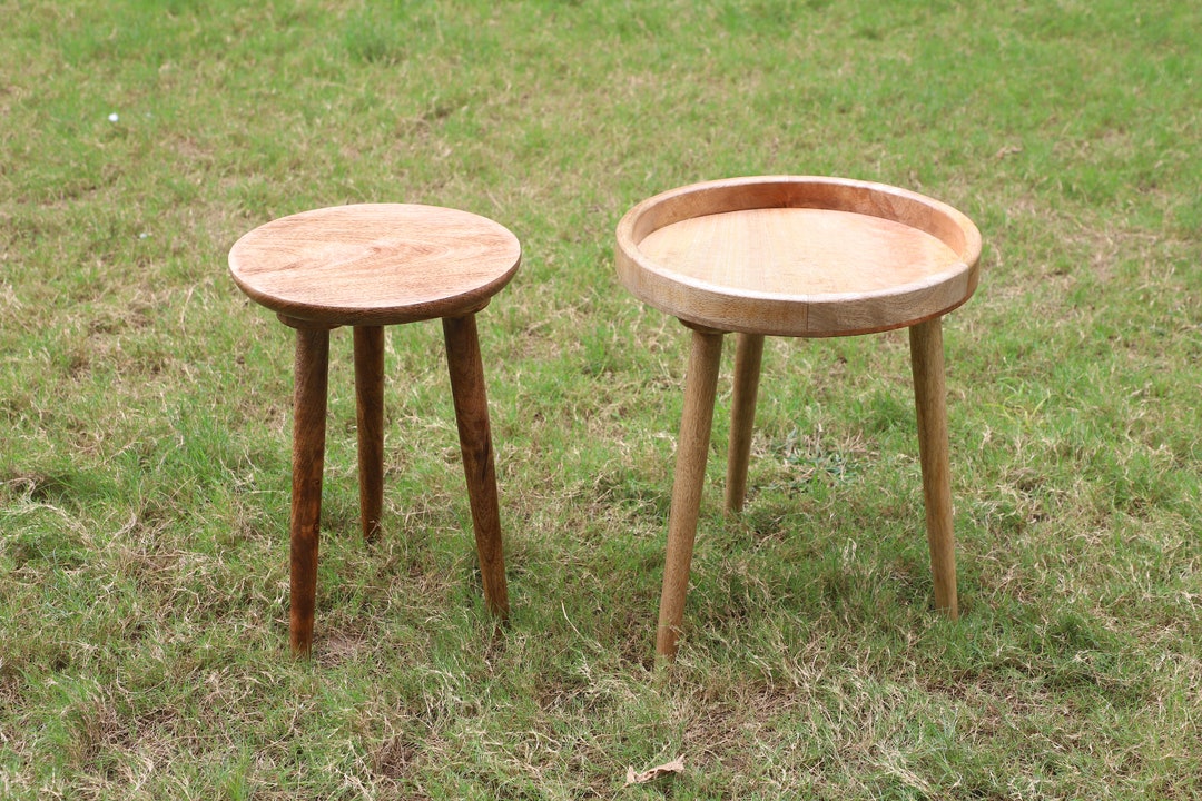 Wooden Stool, Three Legged, Tripod Stool - Multipurpose, Round Top ...