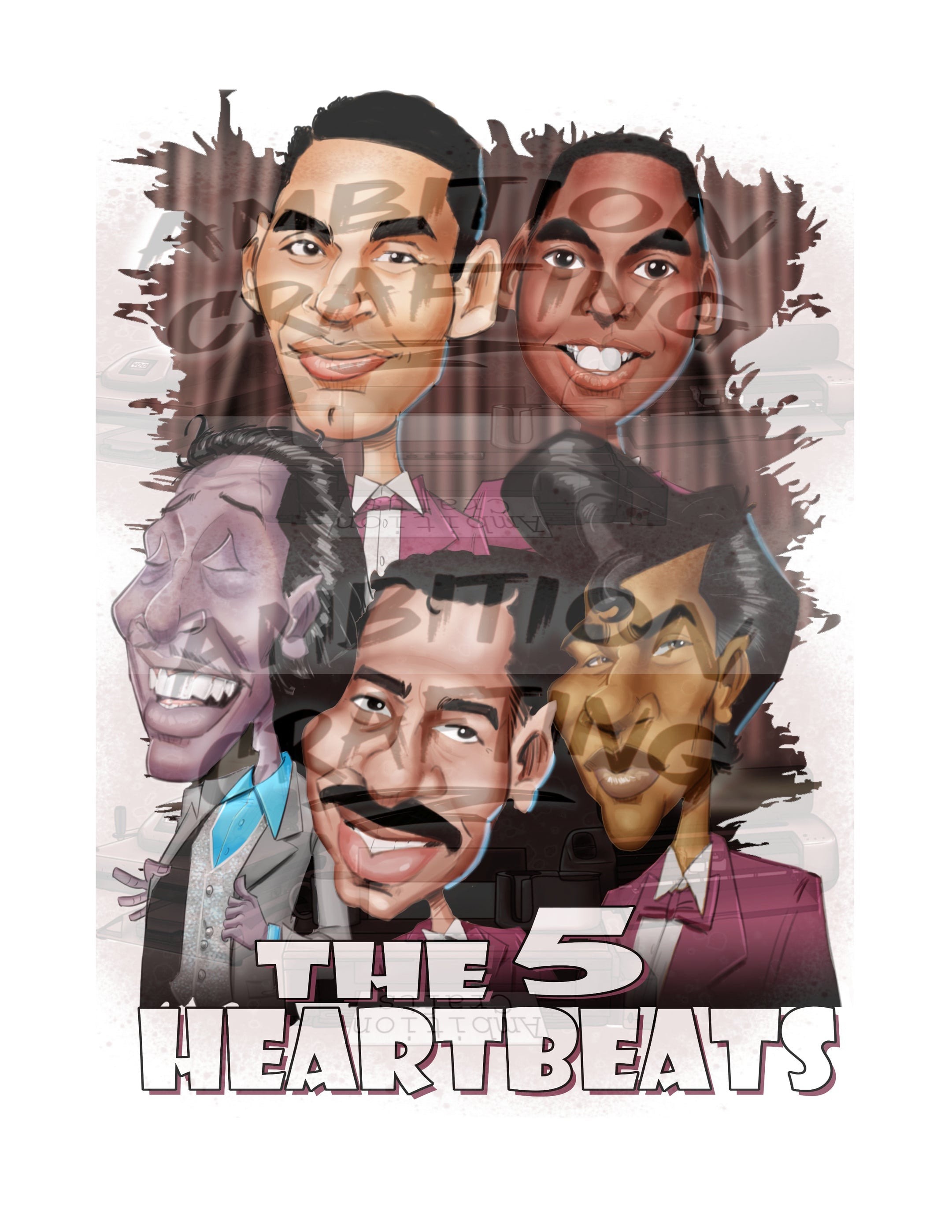 The 5 Heartbeats Caricature DTF Transfers - Etsy