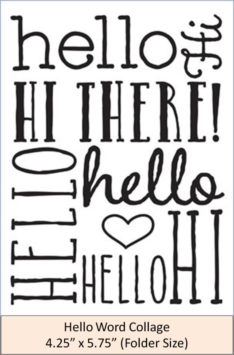 Embossing Folder: Hello Word Collage - Etsy