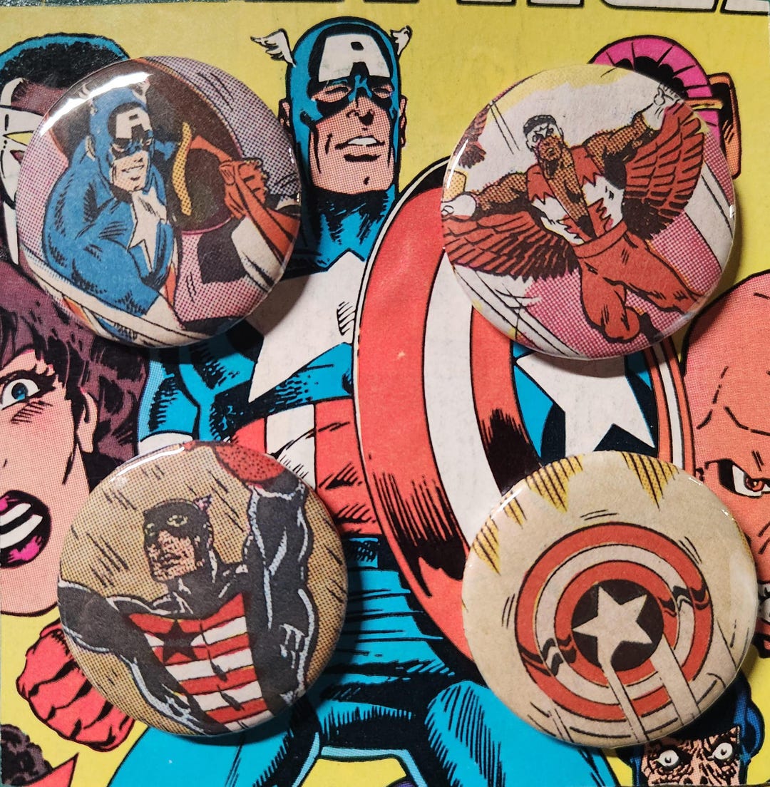 Vintage Comic Book Pin/button Set: Captain America - Etsy