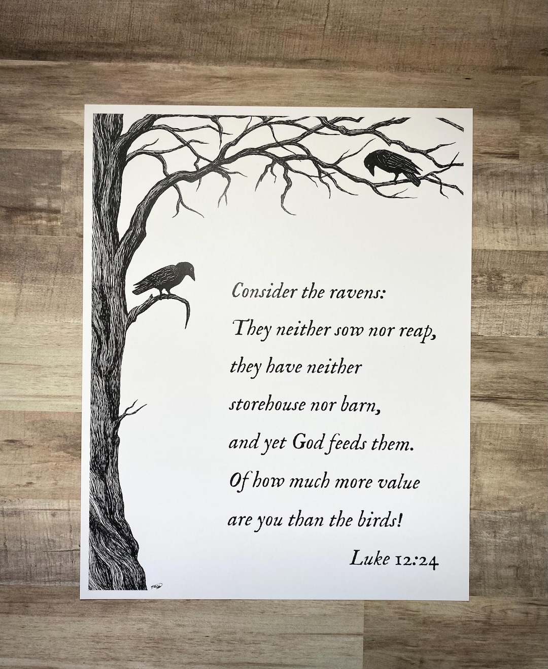 Gothic Christian Wall Art 16”x11”- Biblical Quote, Inspirational Art ...