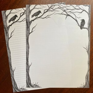 Mystical Crow Stationery: Lined & Unlined Forest Design (12 Pages) - Etsy