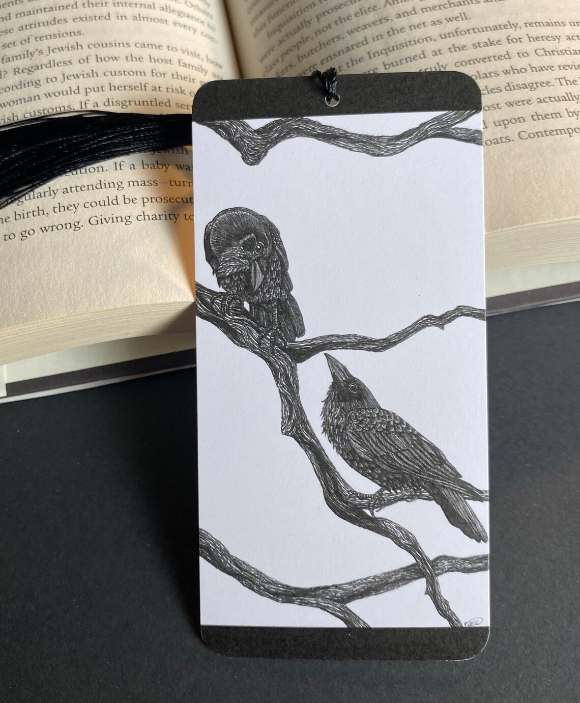Mystical Raven Bookmark Fun Gift for Book Lover, Bookmark With Tassel ...