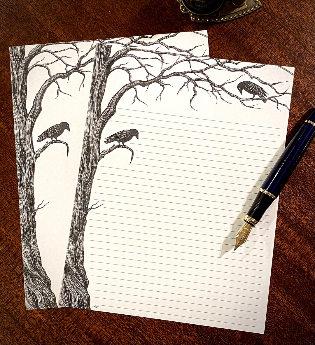 Crow Stationery: Cottagecore Note Writing Sheets, Lined or Unlined - Etsy