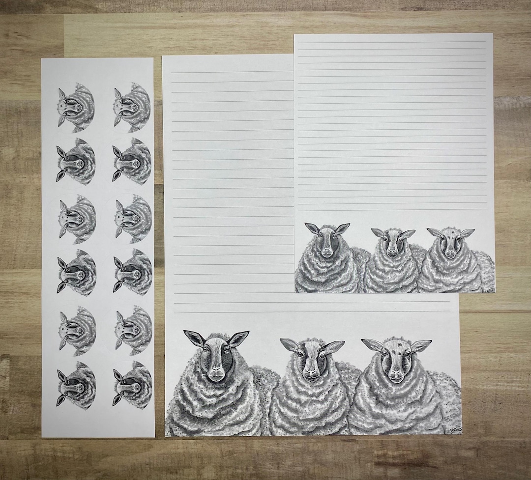 Sheep Stationery Set Lined or Unlined With Envelopes and Stickers - Etsy