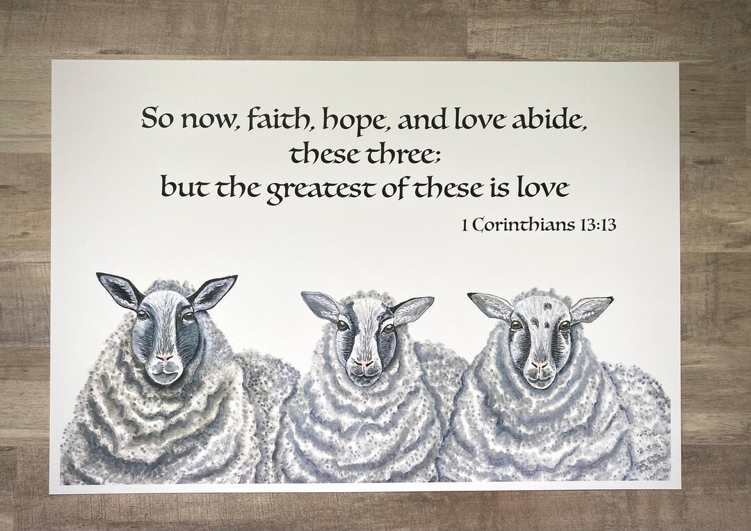 Christian Sheep Wall Art 16”x11”- Biblical Quote, Inspirational Art ...