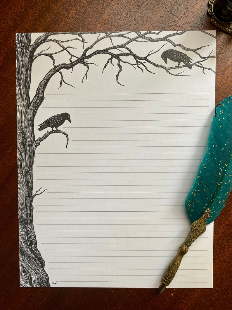 Crow/raven Stationery Letter Writing Sheets Lined or - Etsy