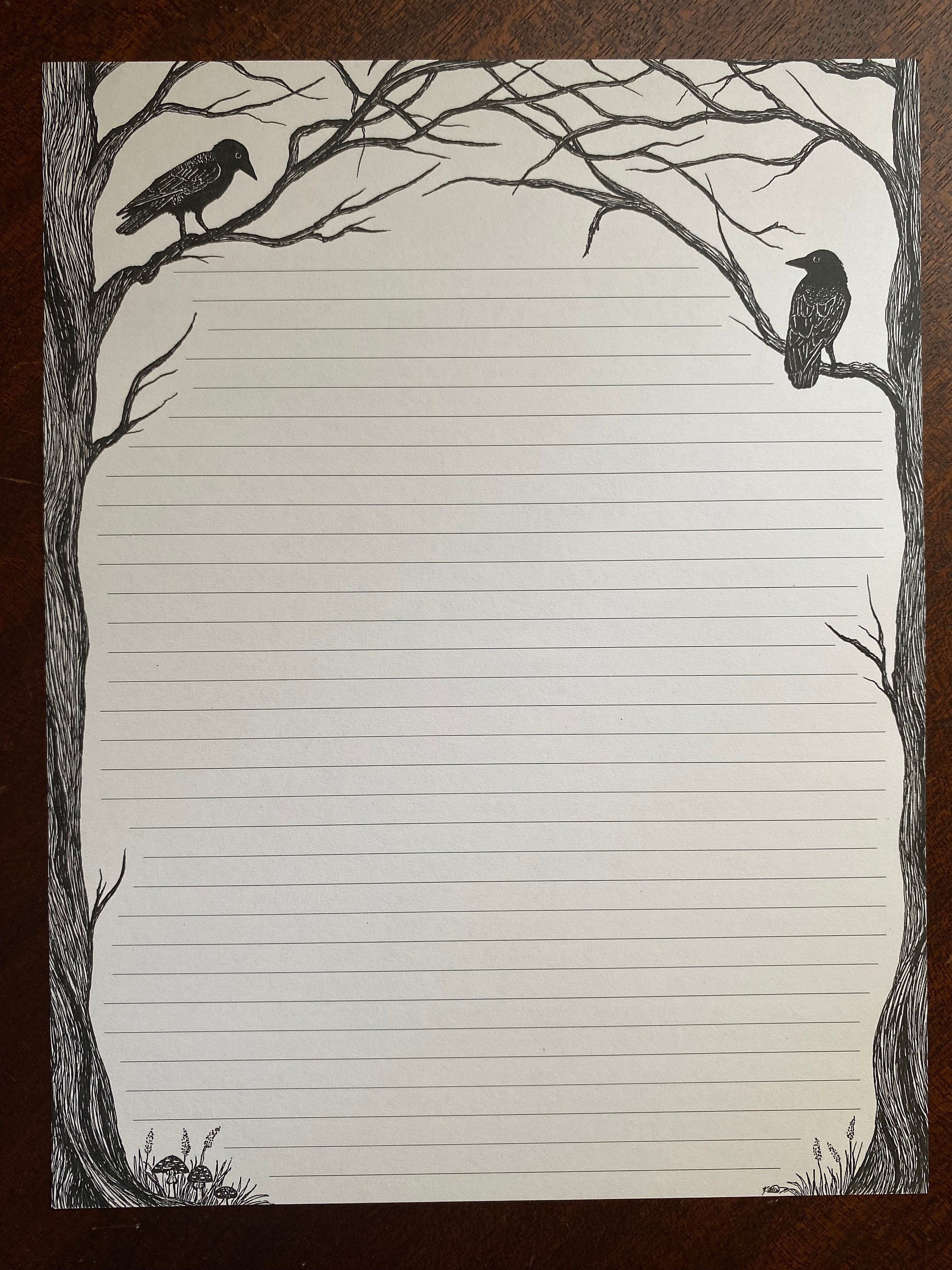Mystical Crow Stationery: Lined & Unlined Forest Design (12 Pages) - Etsy