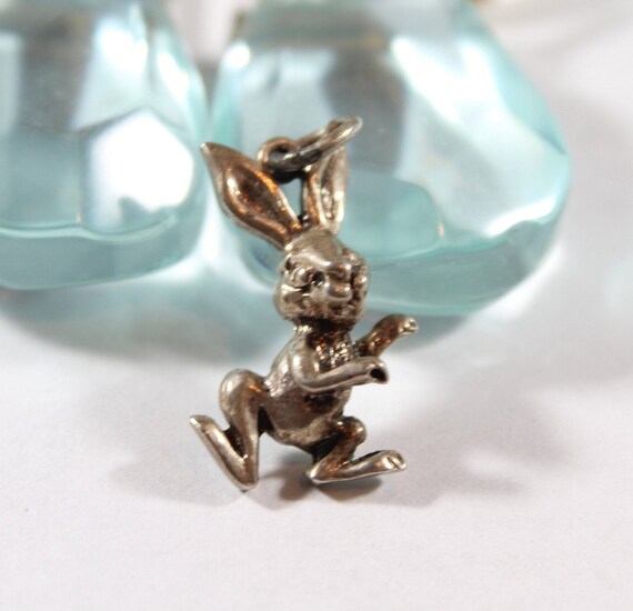 Vintage Solid Sterling Silver Cartoon Rabbit Pendant | Etsy