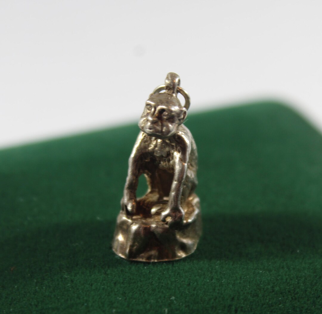 Vintage Solid Sterling Silver Small Realistic Monkey Statue Pendant - Etsy
