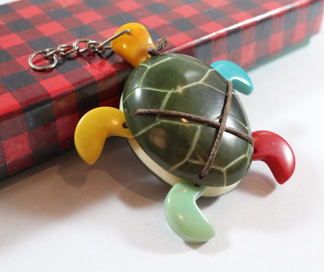 Vintage Plastic Cute Turtle With Multi Color Feet Key Chain - Etsy