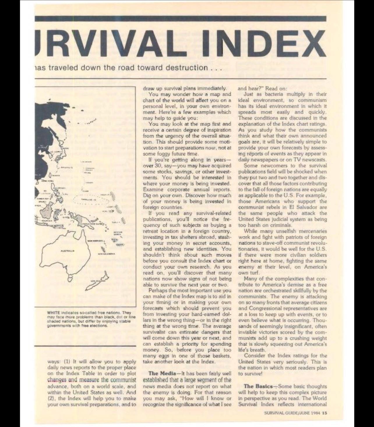 1984 SURVIVAL GUIDE Magazine PDF, June Vol.6 No. 6 Indexing America's ...