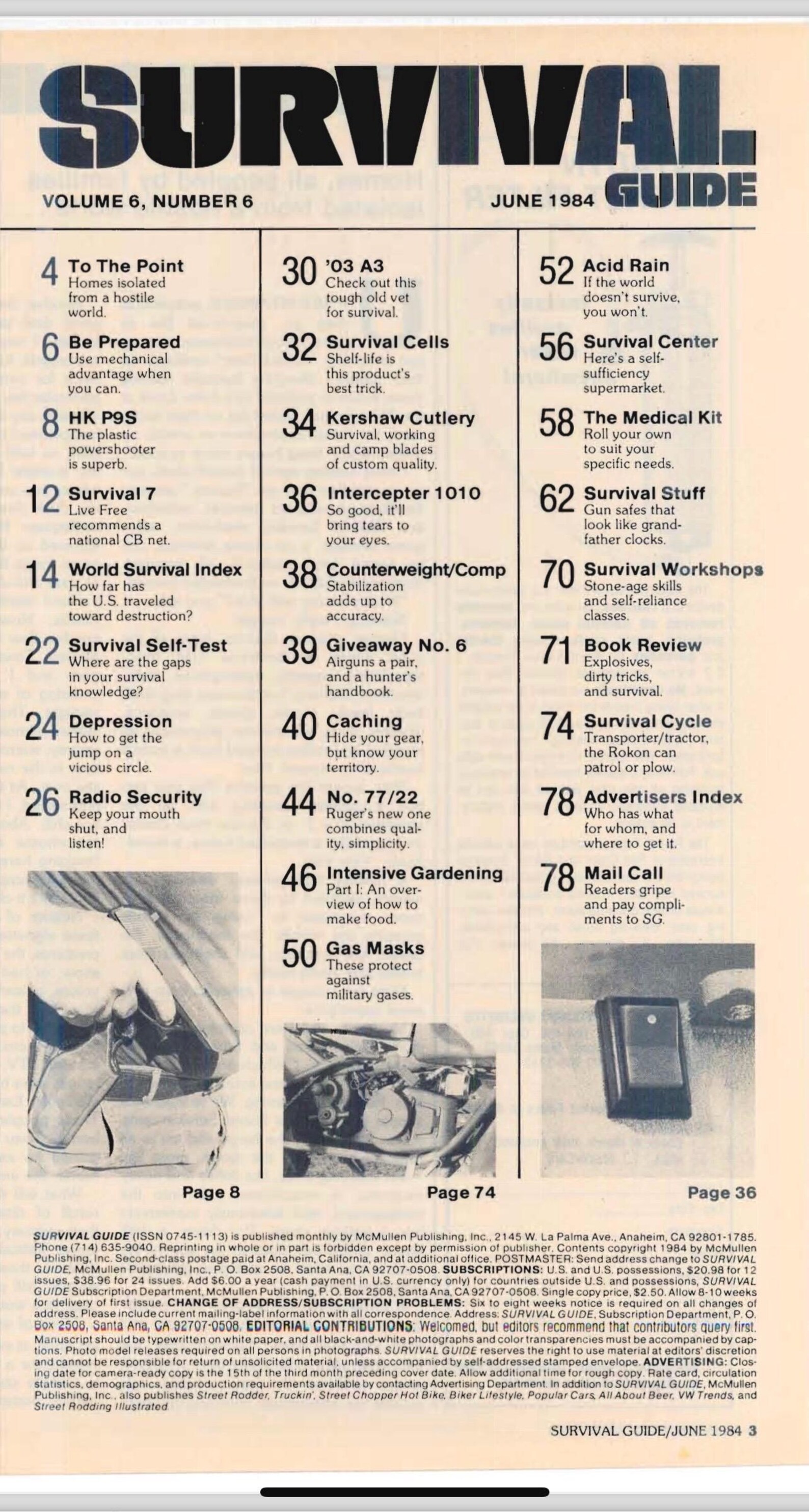 1984 SURVIVAL GUIDE Magazine PDF, June Vol.6 No. 6 Indexing America's ...
