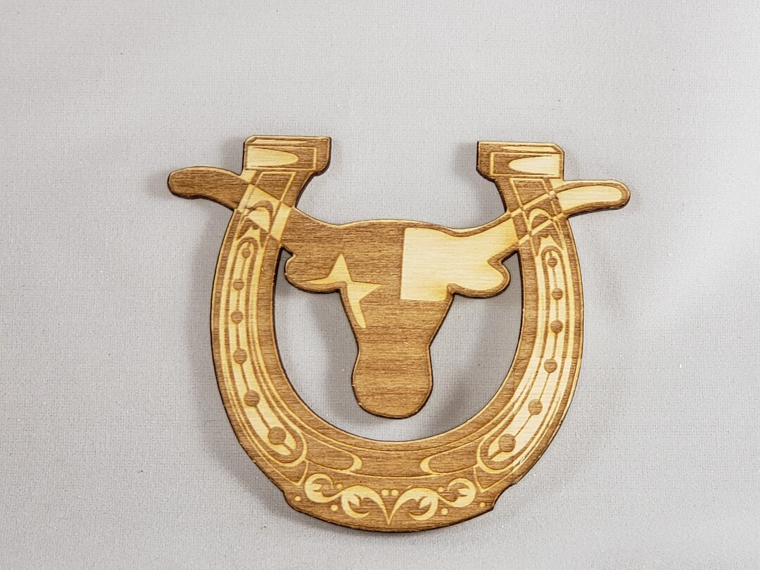 Longhorn in Horseshoe - Laser Cut Wooden Blanks - Etsy