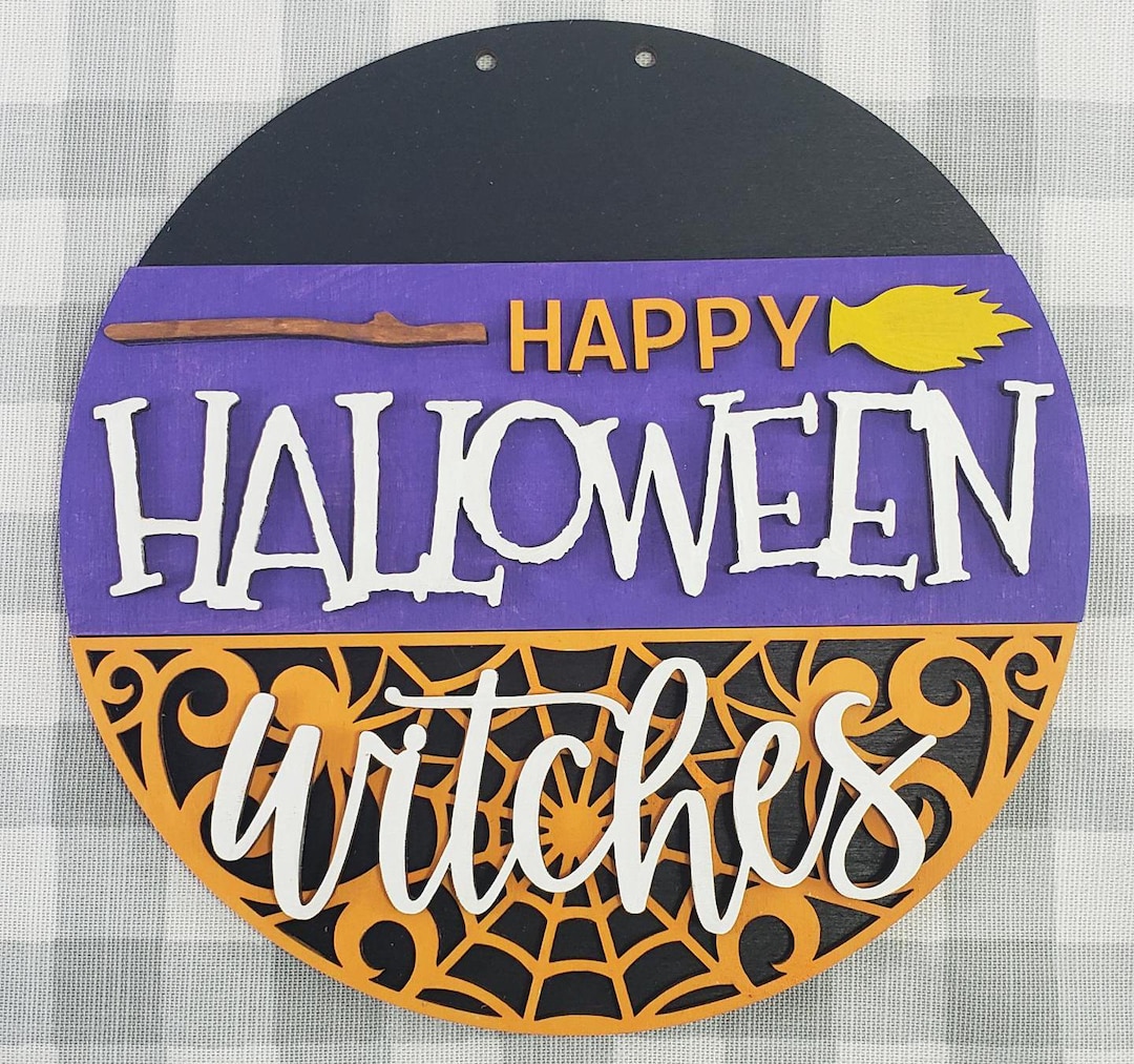 Happy Halloween Witches DIY Door Hanger Kit: Unfinished Wood Sign - Etsy