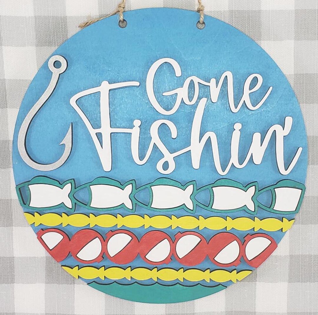 Gone Fishin' DIY Door Hanger Kit: Unfinished Wood Welcome Sign - Etsy