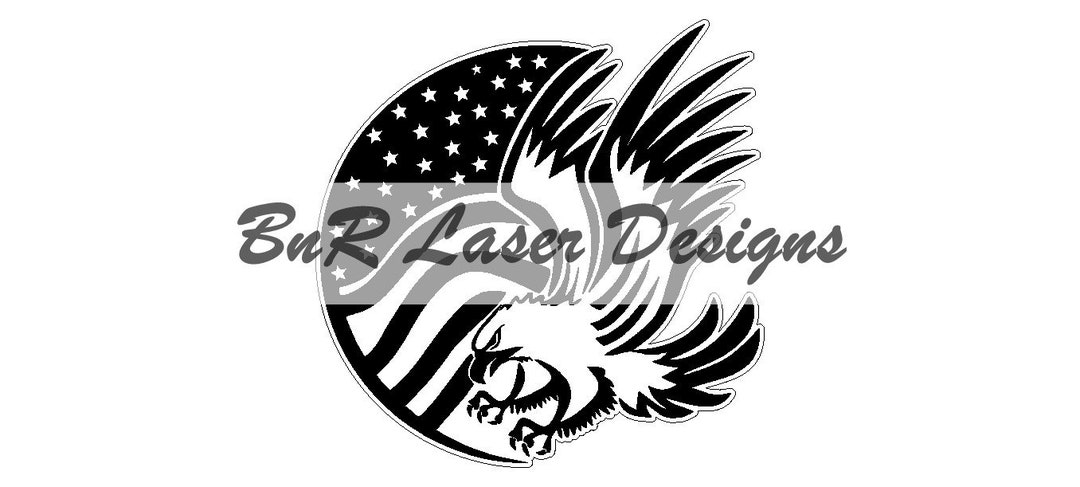 American Eagle on Round Flag - 1456 - SVG File for Laser, CNC, Vinyl - Etsy