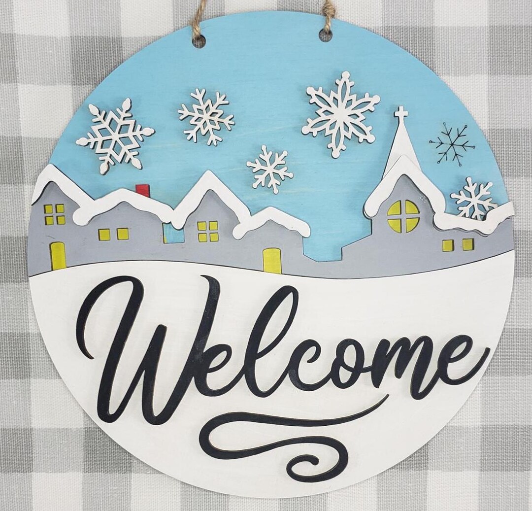 Welcome Snow Door Hanger Kit | Welcome Sign | Door Sign | Front Door ...