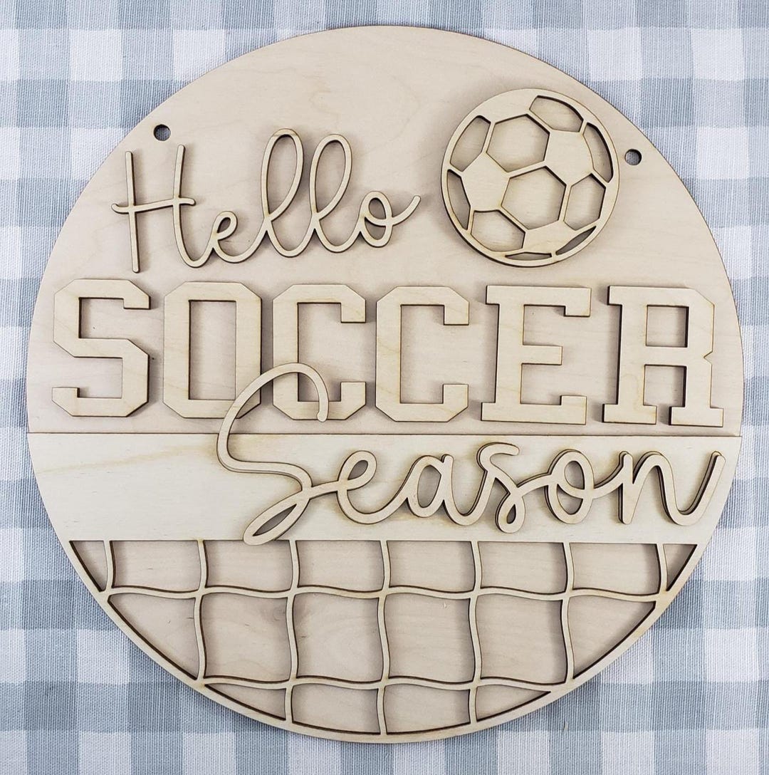 Hello Soccer Season Door Hanger Kit: DIY Painting on Unfinished Wood - Etsy