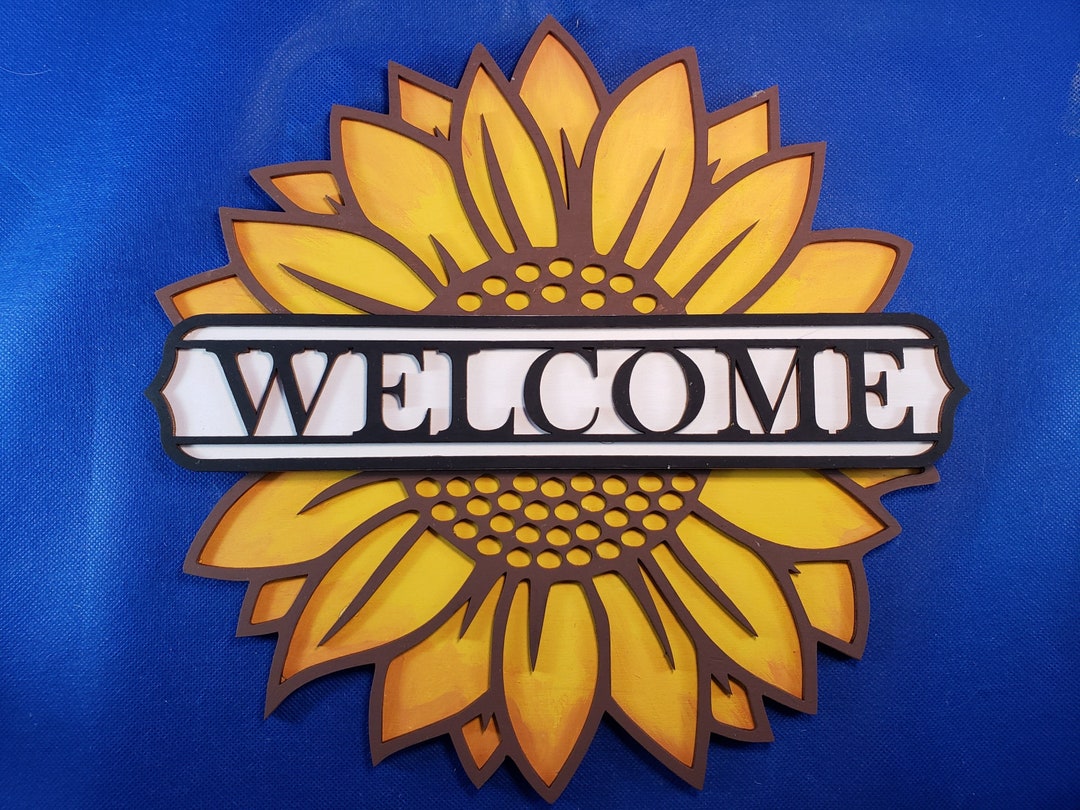Sunflower Welcome Sign DIY Kit: Unfinished Wood Door Hanger - Etsy