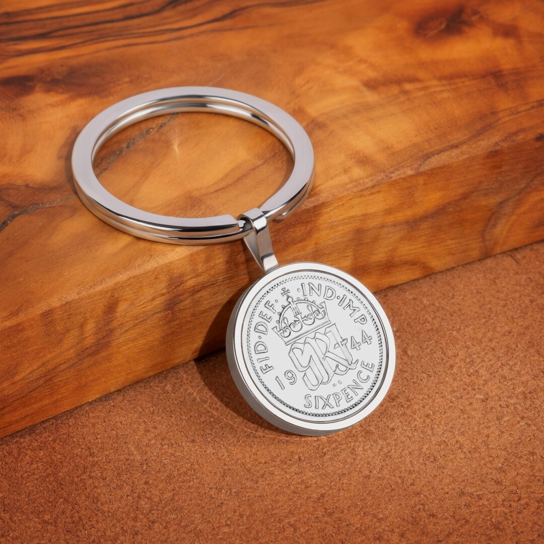 80th Birthday Keyring Gift 1945 Farthing / Sixpence Coin Featuring Wren ...
