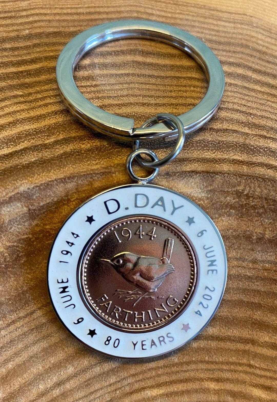 D DAY FARTHING Coin Keyring 80th Anniversary 1944/2024 Commemorative ...