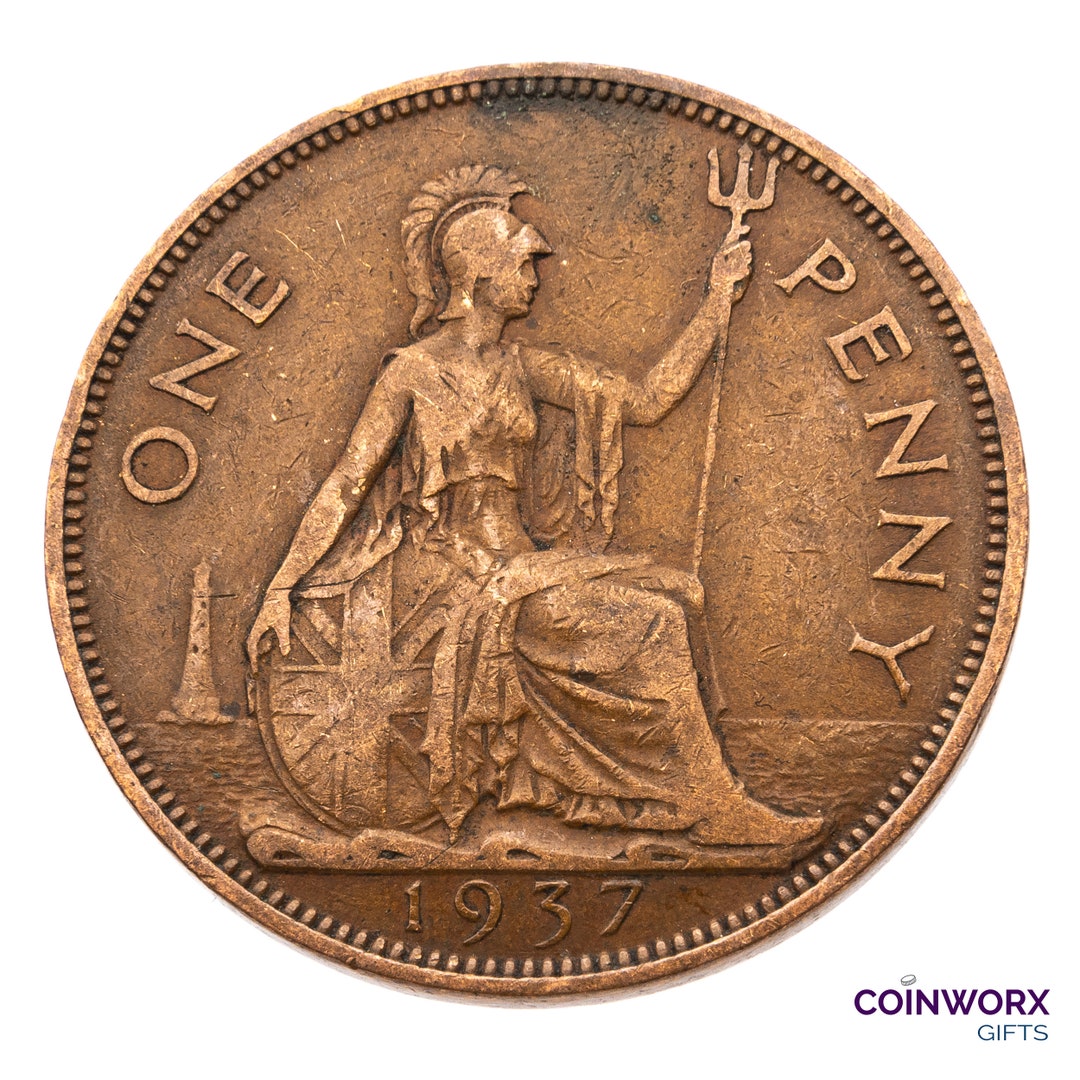1937 British Penny Coin Great Britain - George VI - Perfect for ...