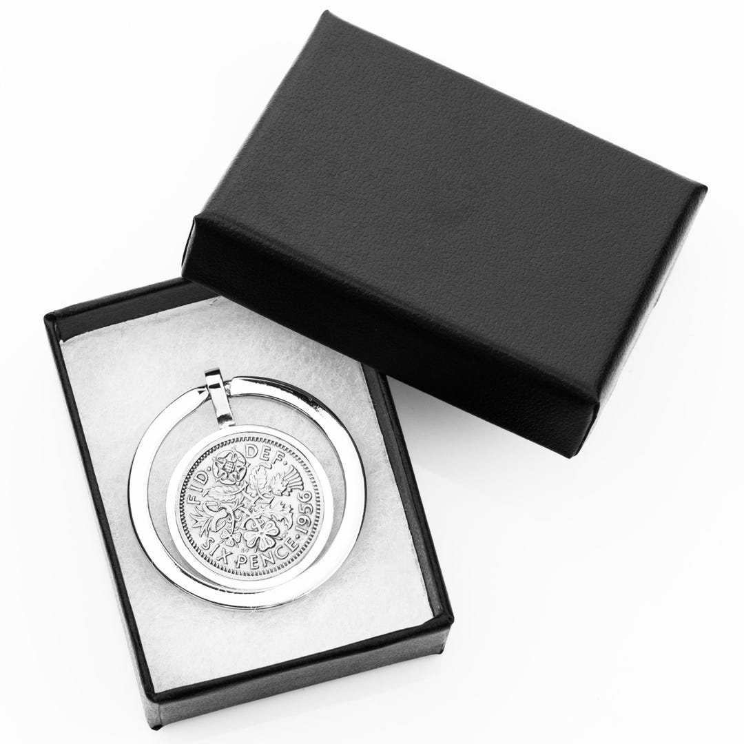 70th Birthday Keyring: 1956 Lucky Sixpence Coin - Queen Elizabeth II ...