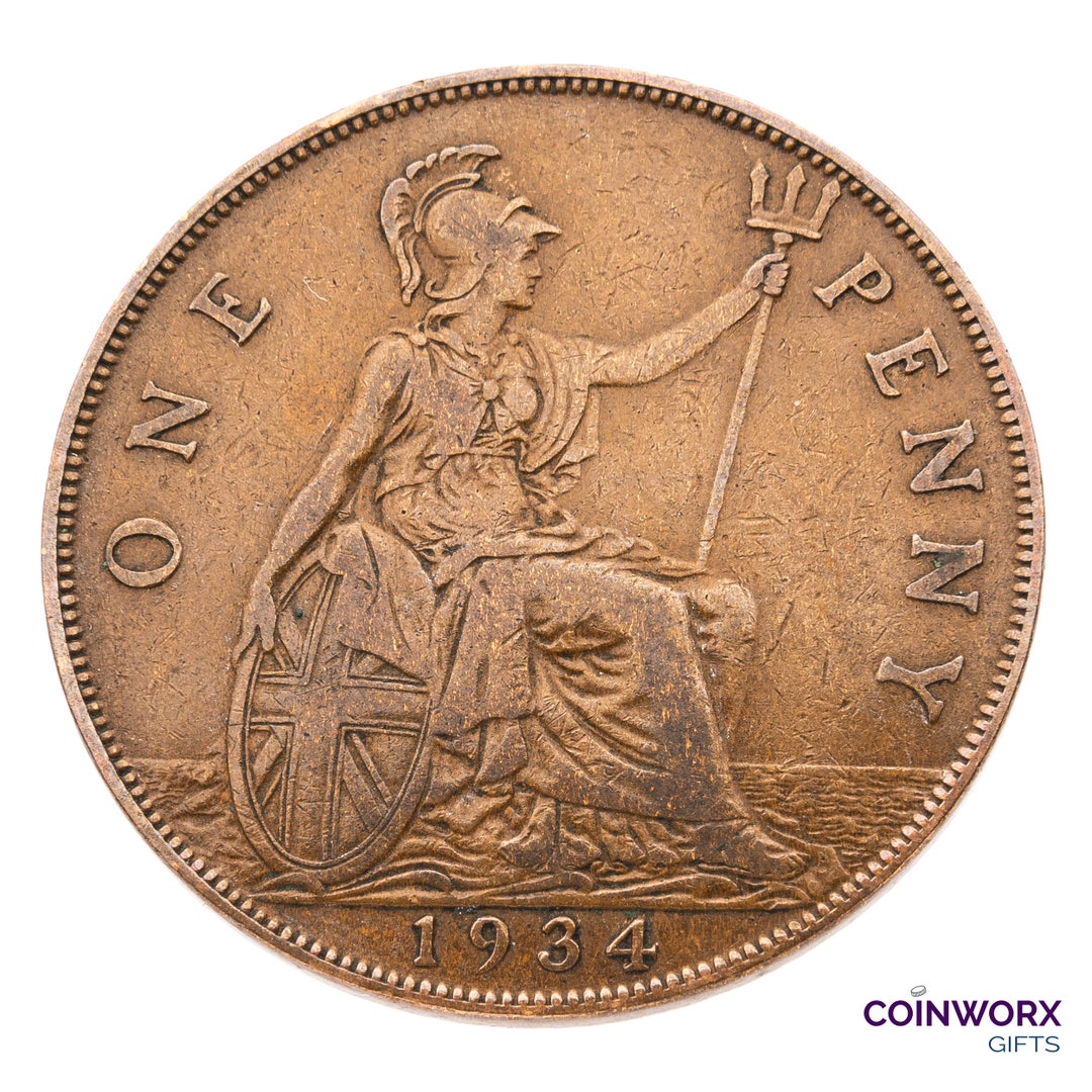 1934 British Penny Coin: 90th Birthday Gift, George V - Etsy