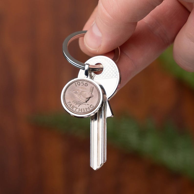 70th Birthday 1956 Farthing Coin Keyring - Mum, Dad, Grandma Gift - Etsy UK