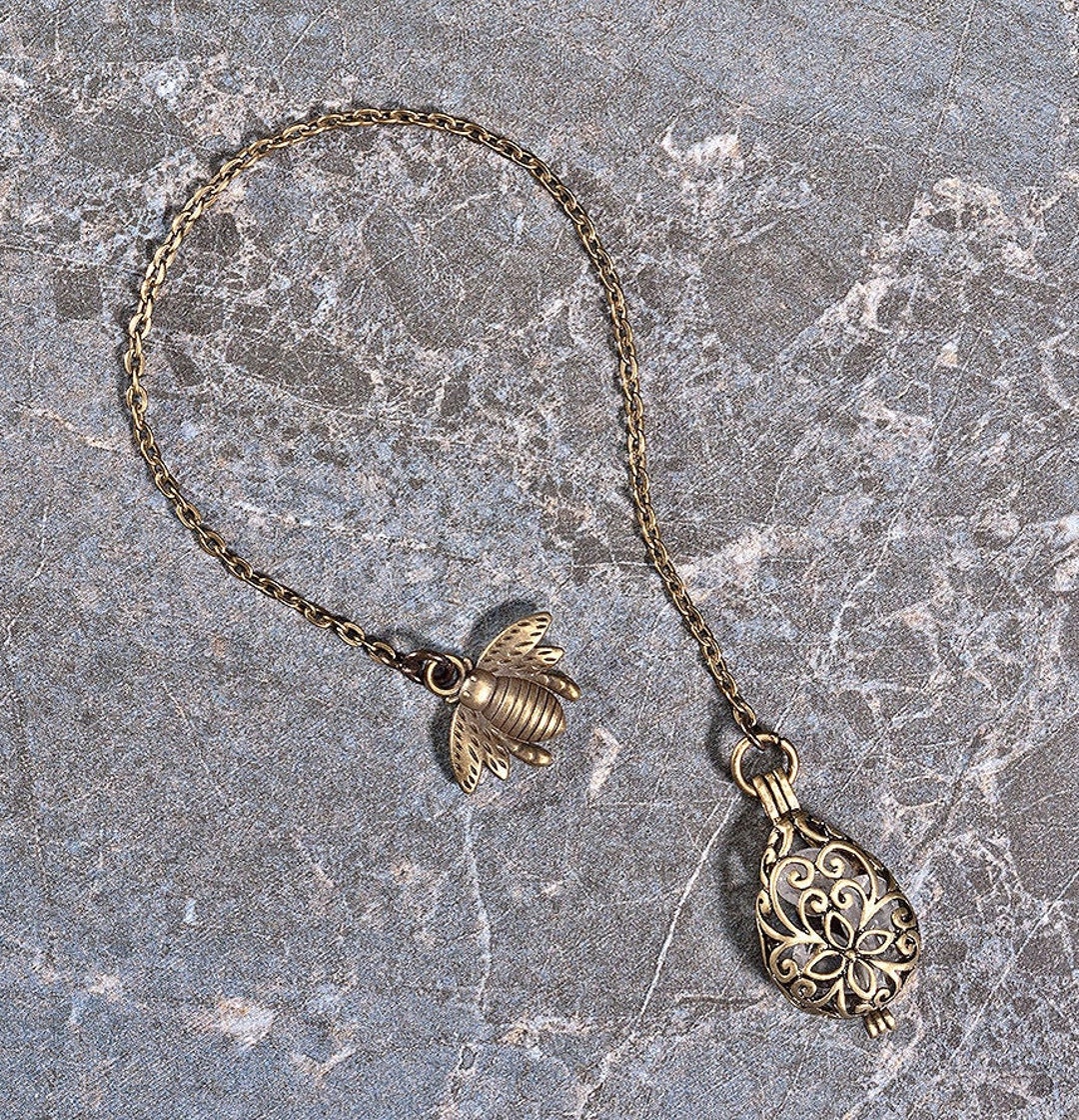 Bronze Small Cage Pendulum W/clear Quartz Crystals and Bee Pendant - Etsy