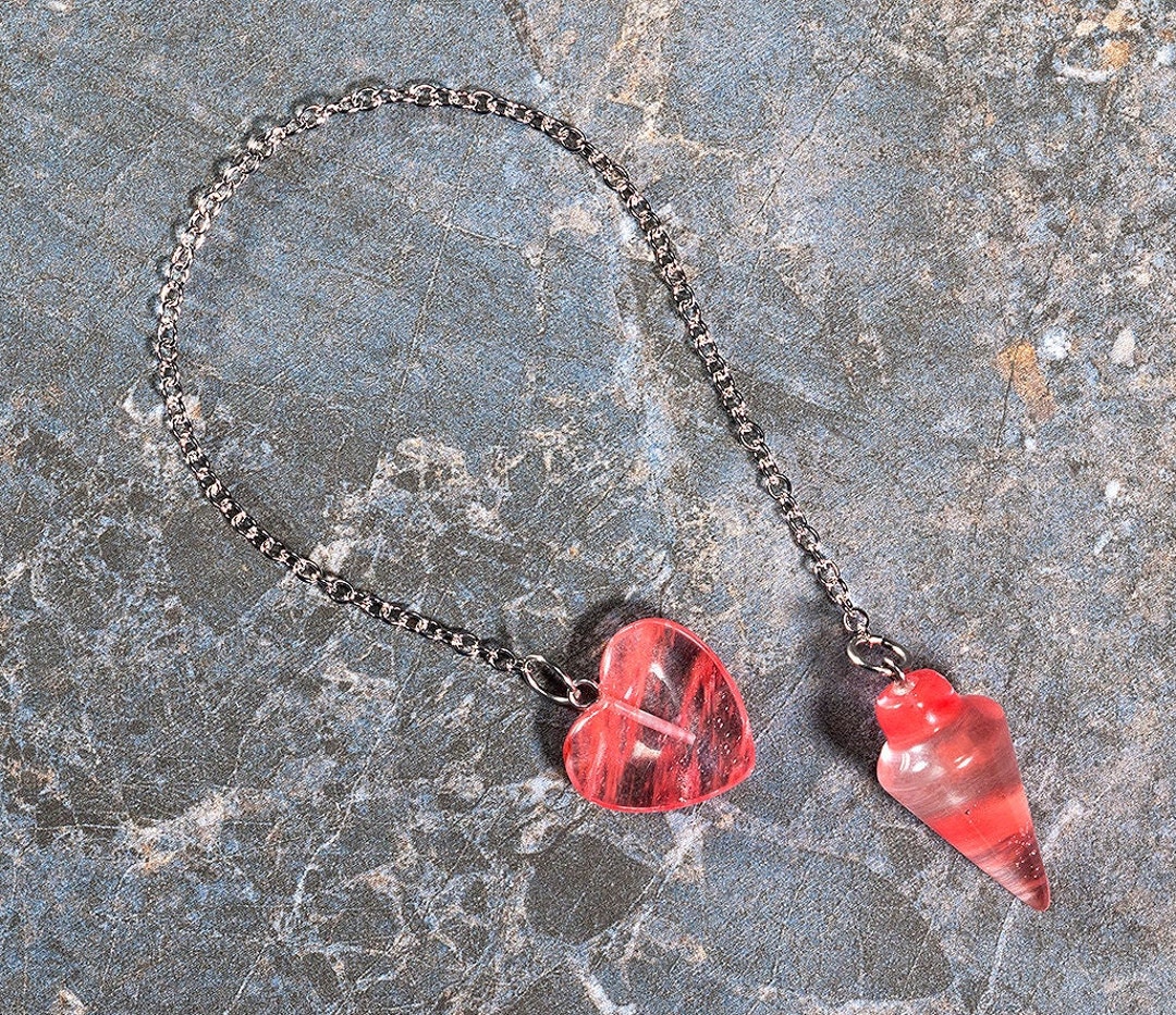 Cherry Quartz Pendulum With Cherry Quartz Heart Pendant - Etsy
