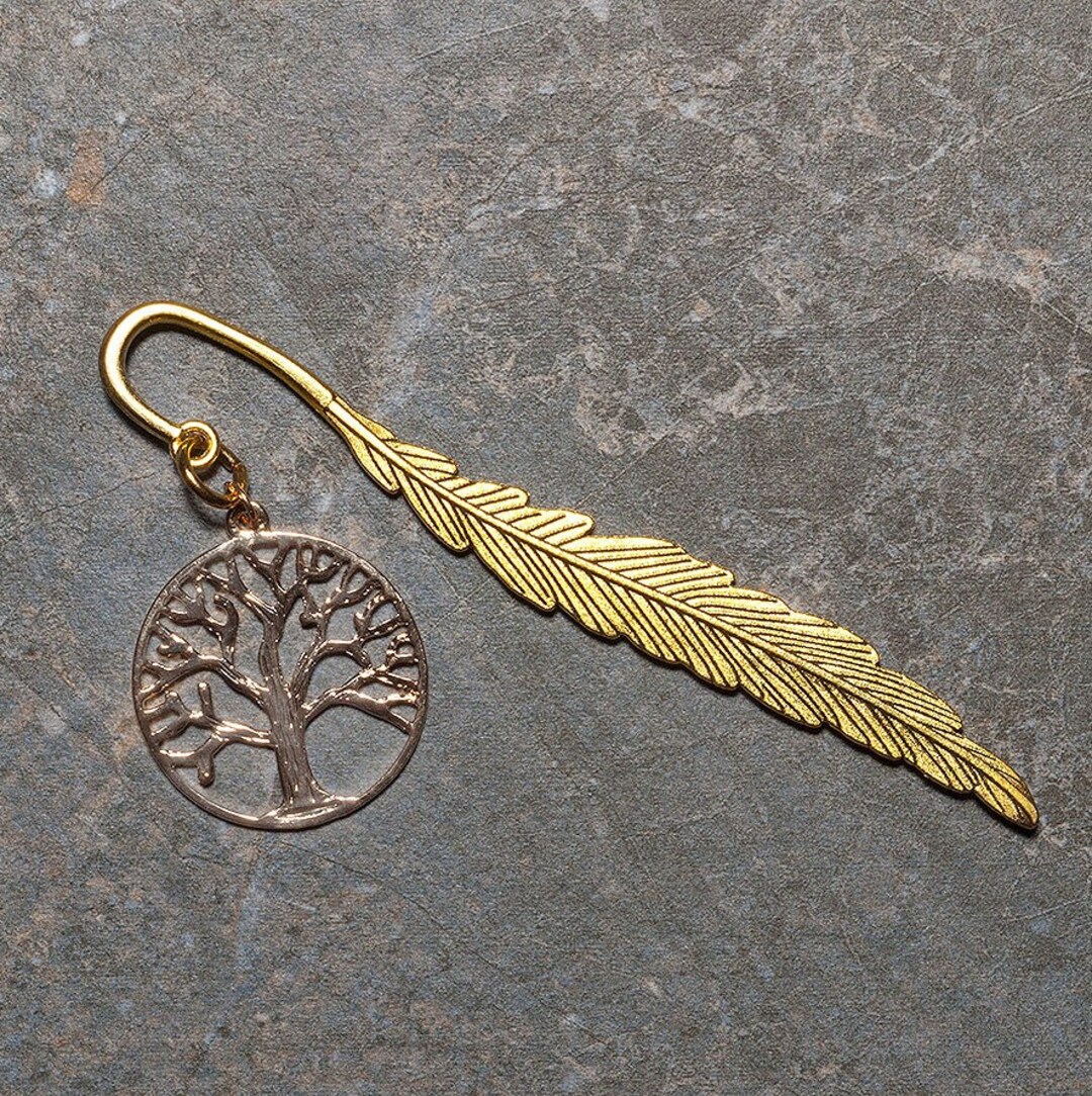Gold Metal Leaf Bookmark W/gold Tree of Life - Great Book Lover Gift - Etsy