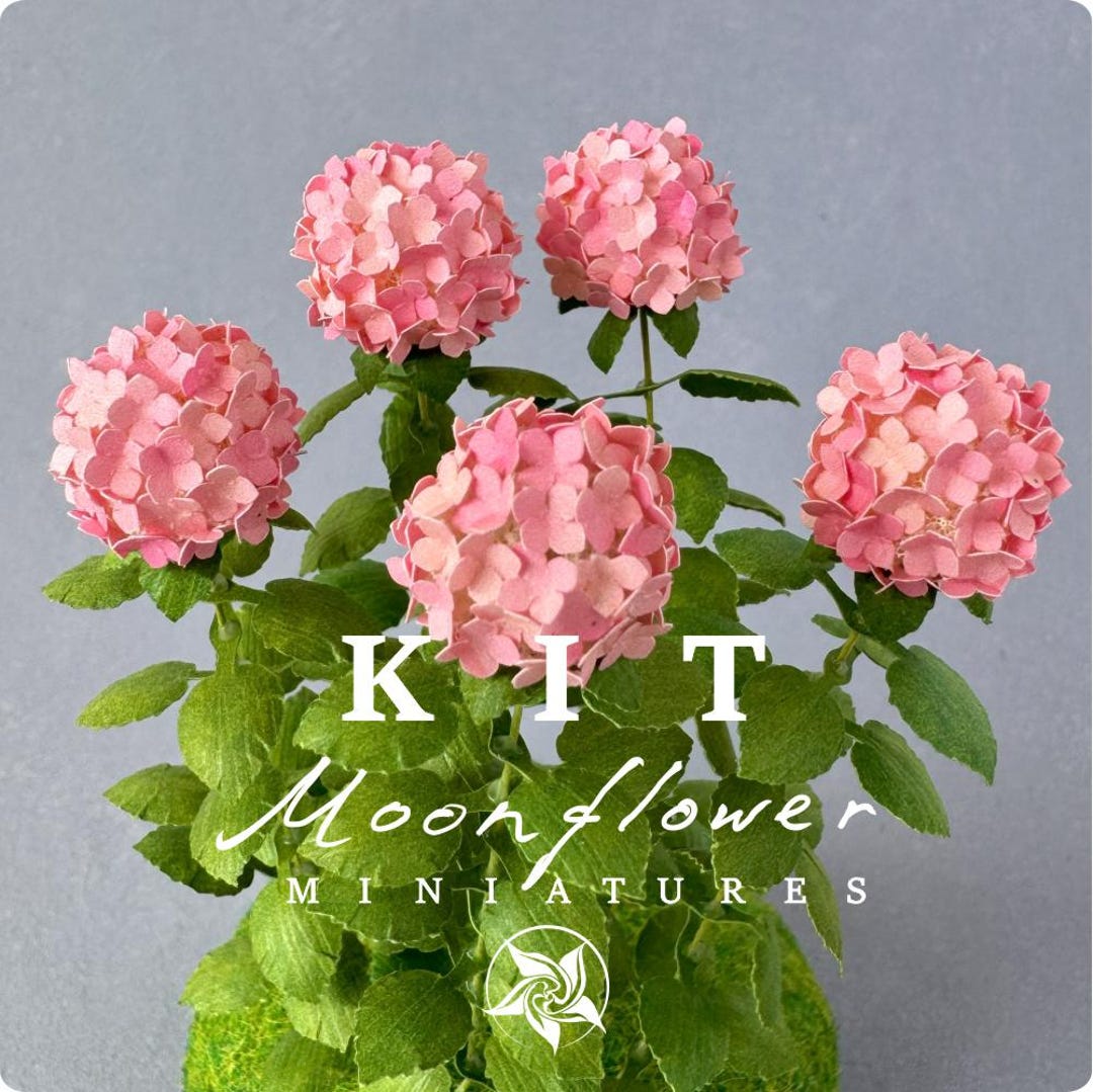 Kit Variegated Pink/watermelon Hydrangea Flower Dollhouse Miniature ...