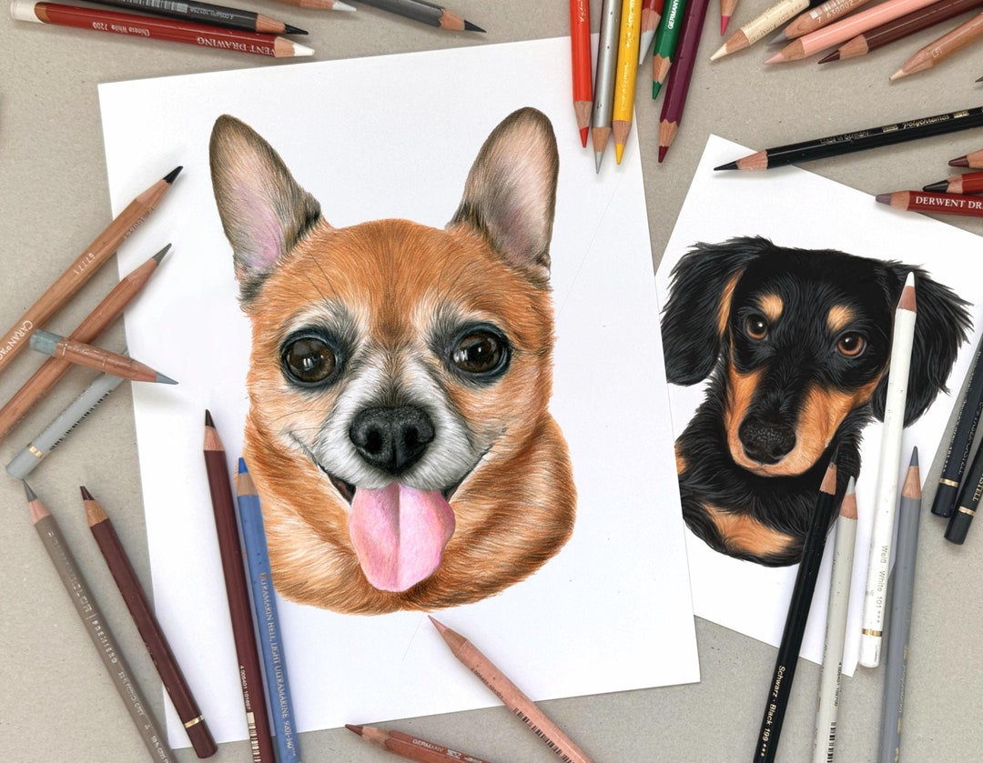 Custom Dog Portrait Drawing From Photo as a Pet Parent Christmas Gift ...