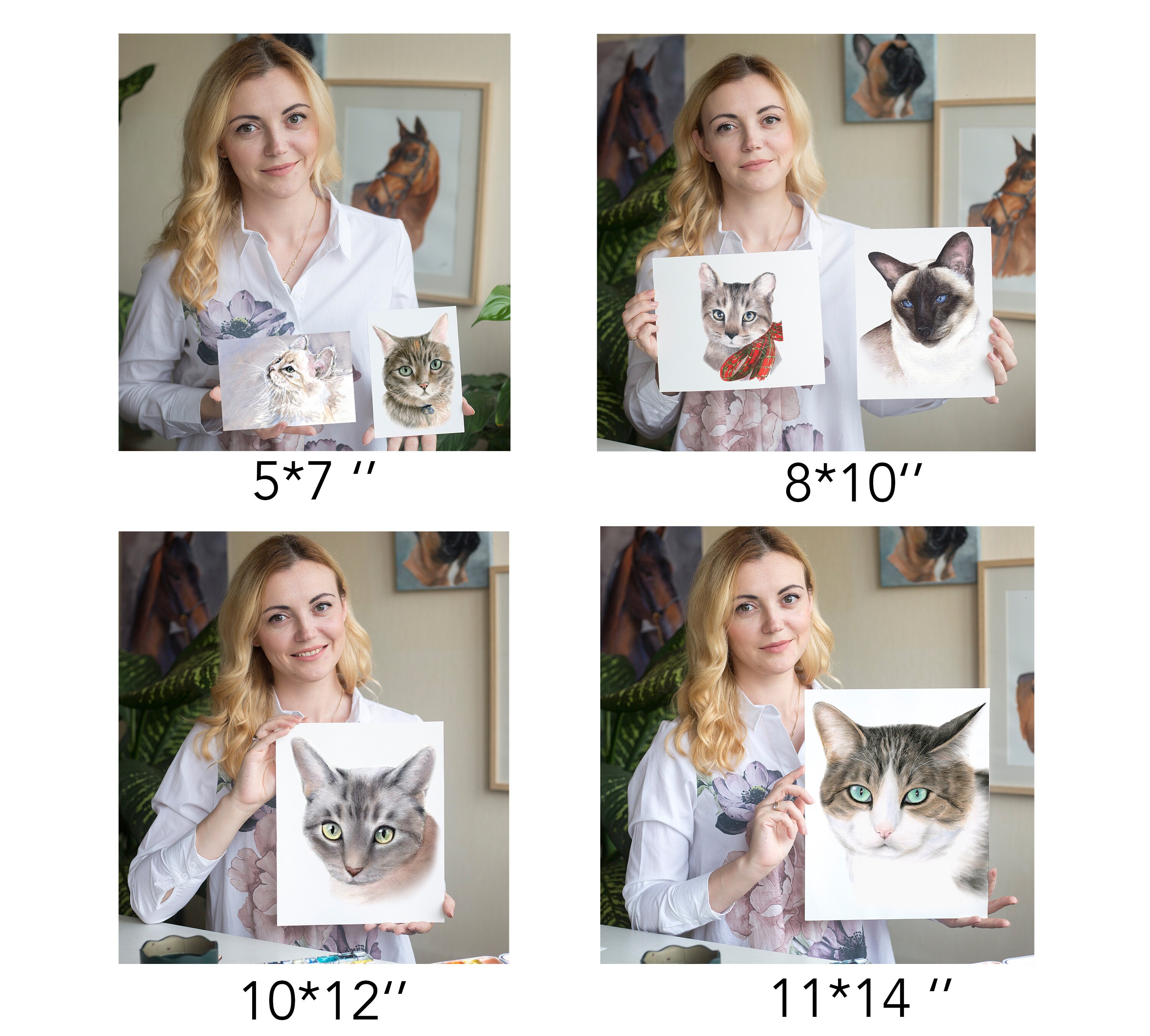 Custom Cat Portrait Gift for Cat Lovers - Etsy