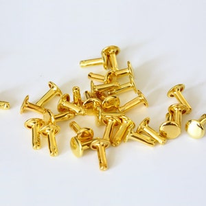 50set Brass Double Cap Rivet 6*6/8*6/8*8/8*10/10*8/10*10/10*12mm Gold ...