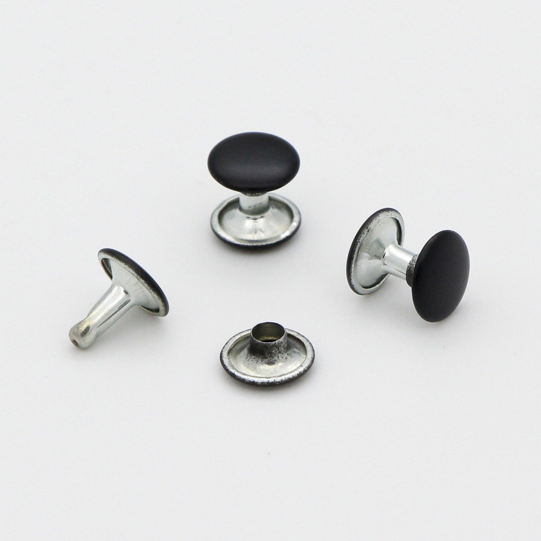 50set 9*8mm Matte Black Double Cap Rivets Rapid Rivets Round Rivets ...