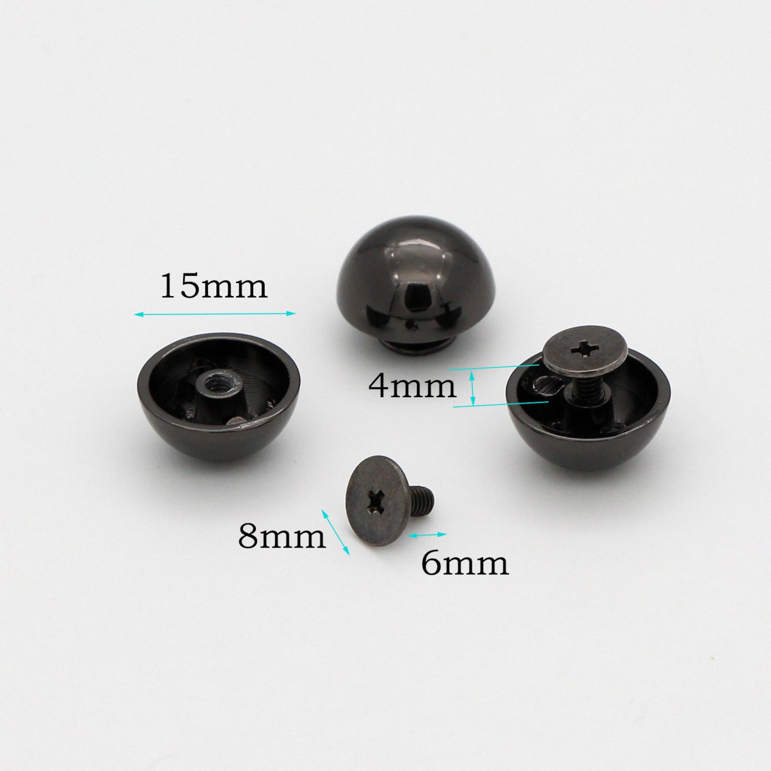 10set Gunmetal Screw Rivets 15mm Dome Rivets Chicago Screw Purse Feet ...