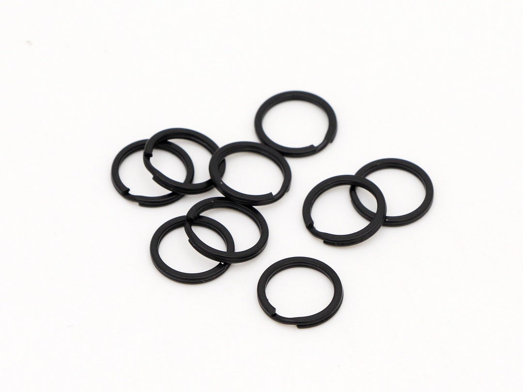 10-20-50pcs Small Key Ring 15mm Black Keyrings Flat Split Keyring Key ...