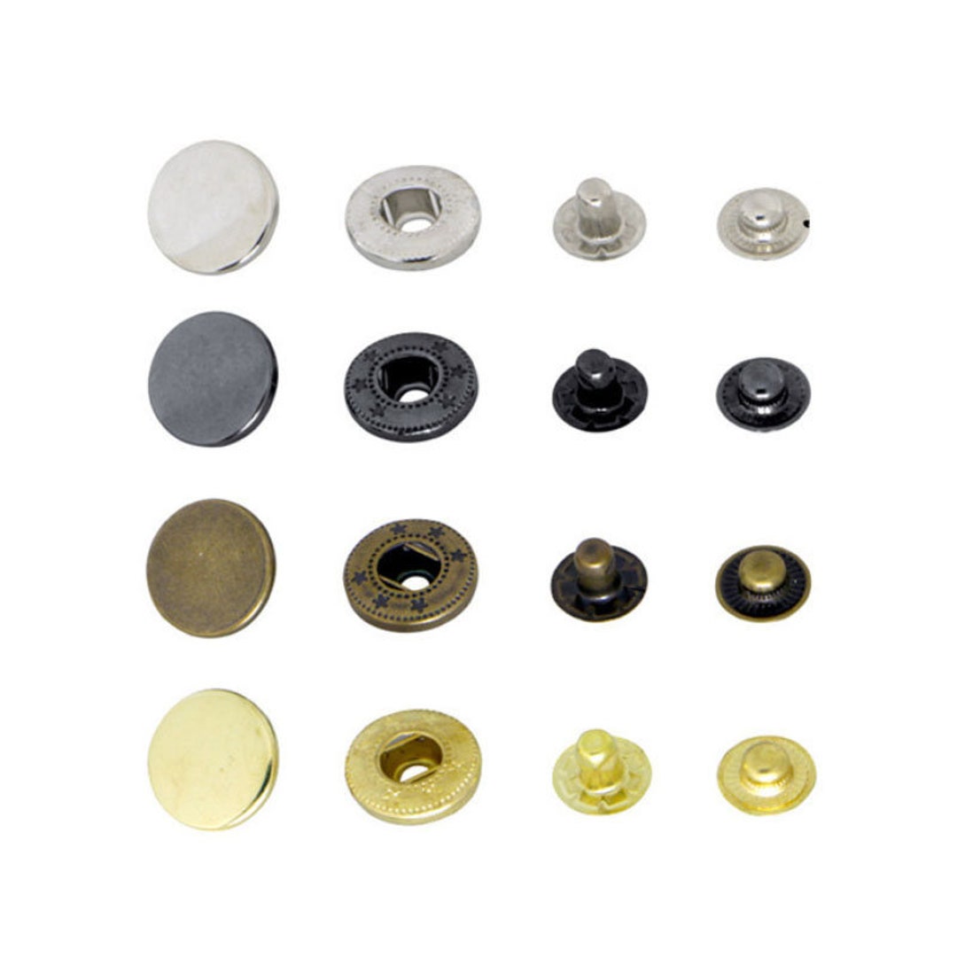 20set 10mm 12mm 15mm Snap Button Snap Fastener Press Stud Closure ...